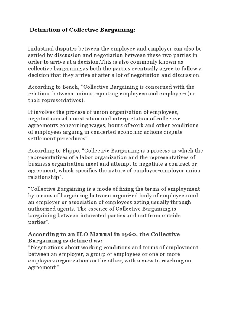 Definition of Collective Bargaining | PDF | Collective Bargaining ...