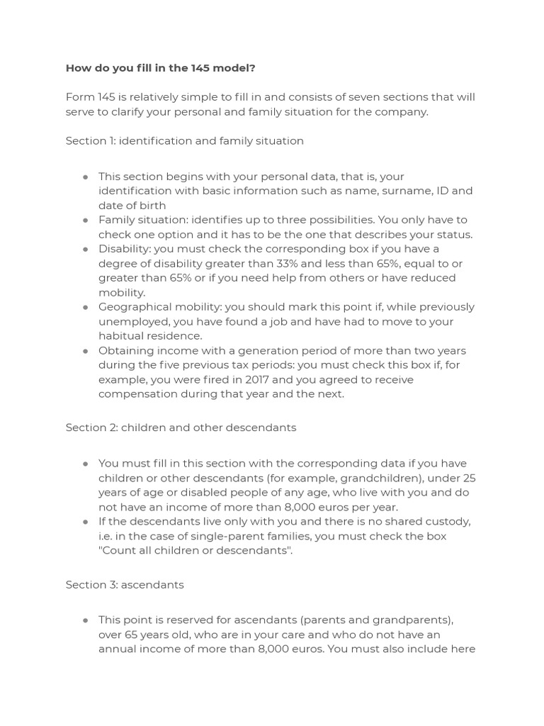 How to fill out form 145 for personal details | PDF | Taxes ...