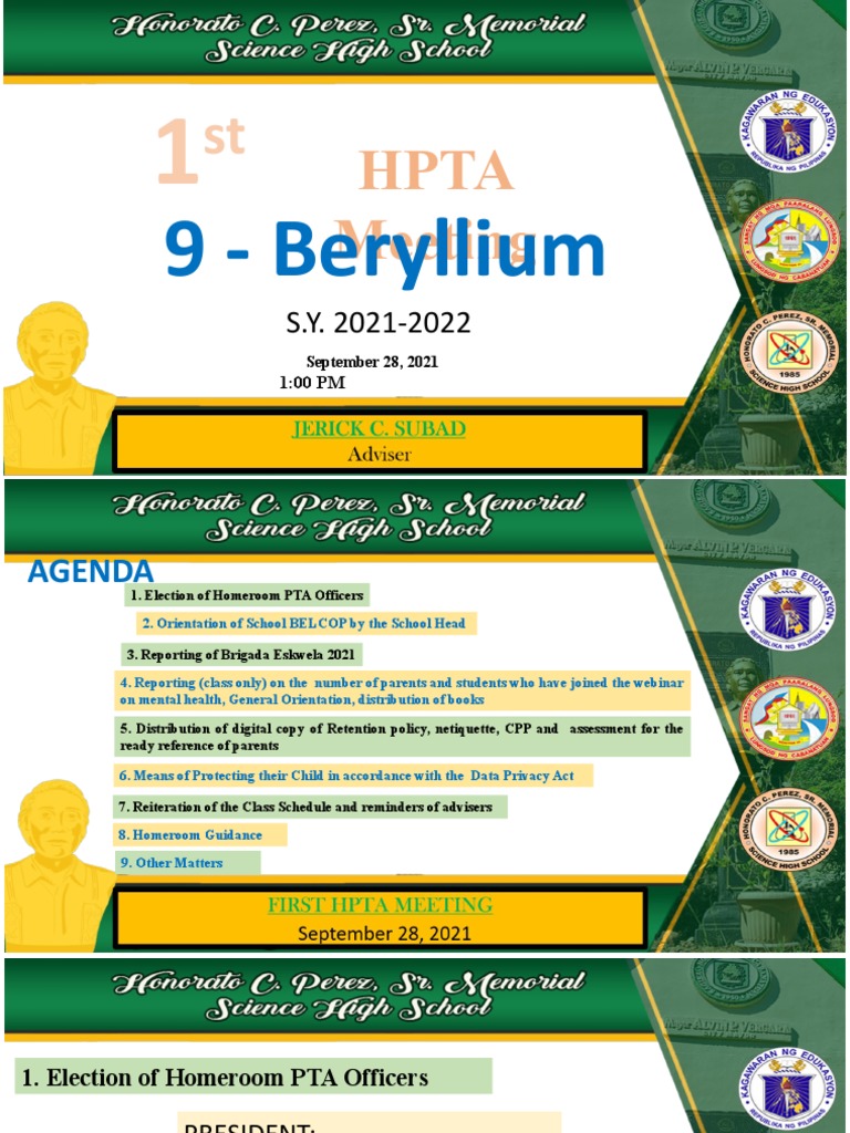 HPTA Meeting Agenda 2021-2022 | PDF | Monitoring And Evaluation | Learning
