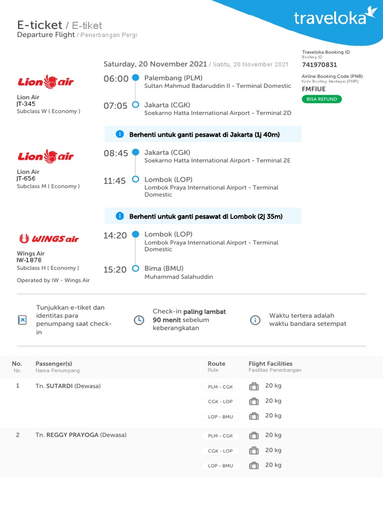 Tiket Pesawat Terbang | PDF