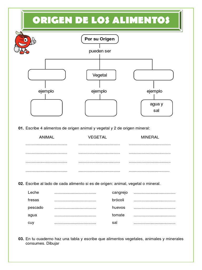 Ficha - Origen de Los Alimentos | PDF