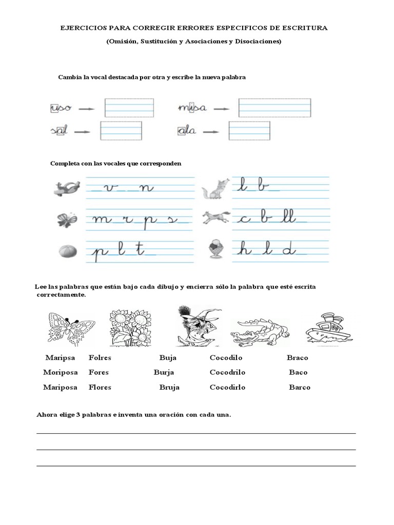 Ejercicios para Corregir Escritura | PDF | Fonética