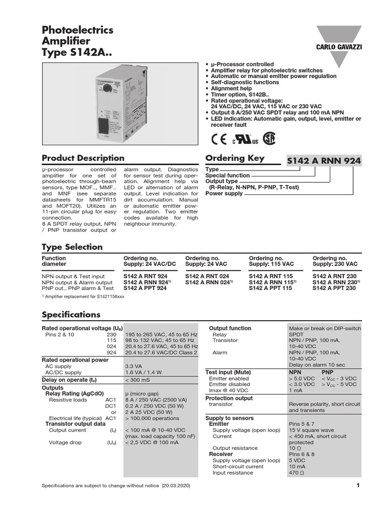 Photoelectrics Amplifier Type S142A. | PDF | Bipolar Junction ...