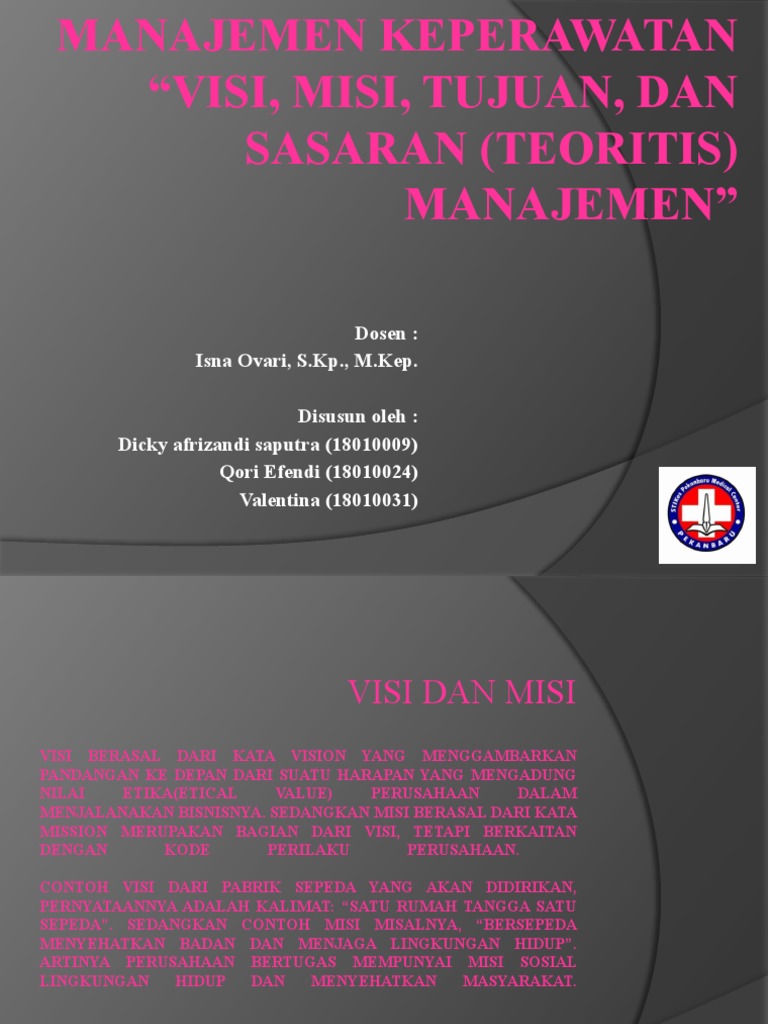 Visi Misi Tujuan Dan Sasaran Manajemen Kel.7 | PDF