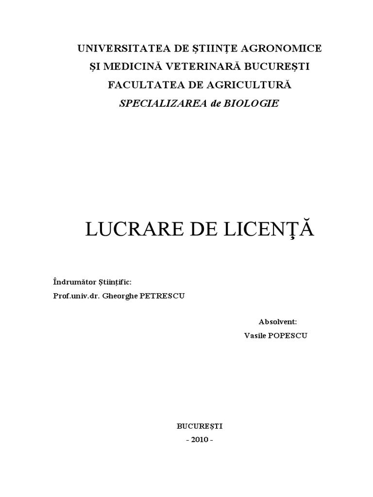 Model Lucrare Licenta Bun | PDF
