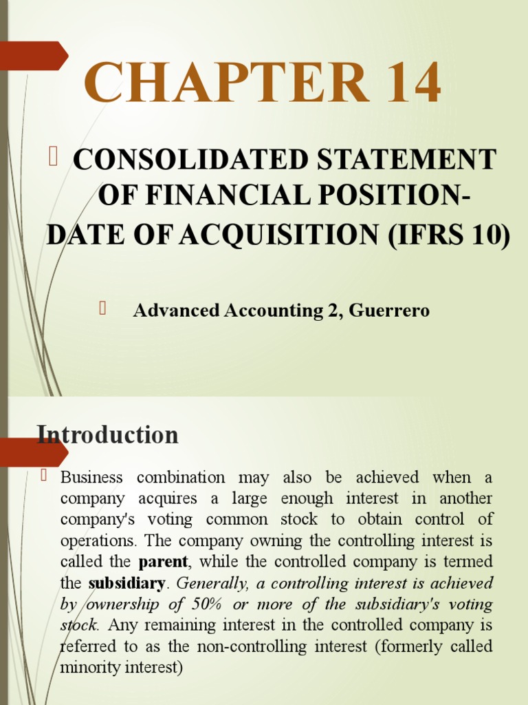 CHAPTER 14 - Consolidated Statement - Date of Acquisition | PDF ...