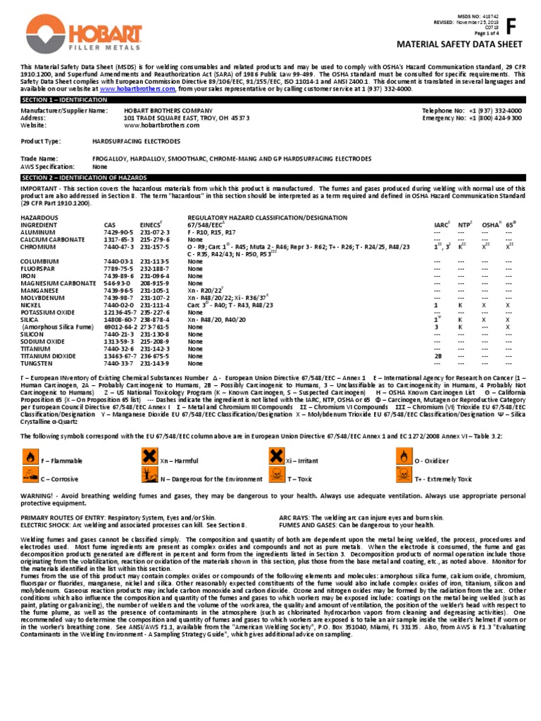 Material Safety Data Sheet: Section 1 - Identification | PDF ...