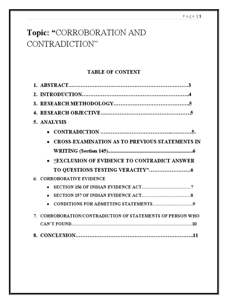 Evidence Paper (Corroboration and Contradiction | PDF | Witness | Testimony