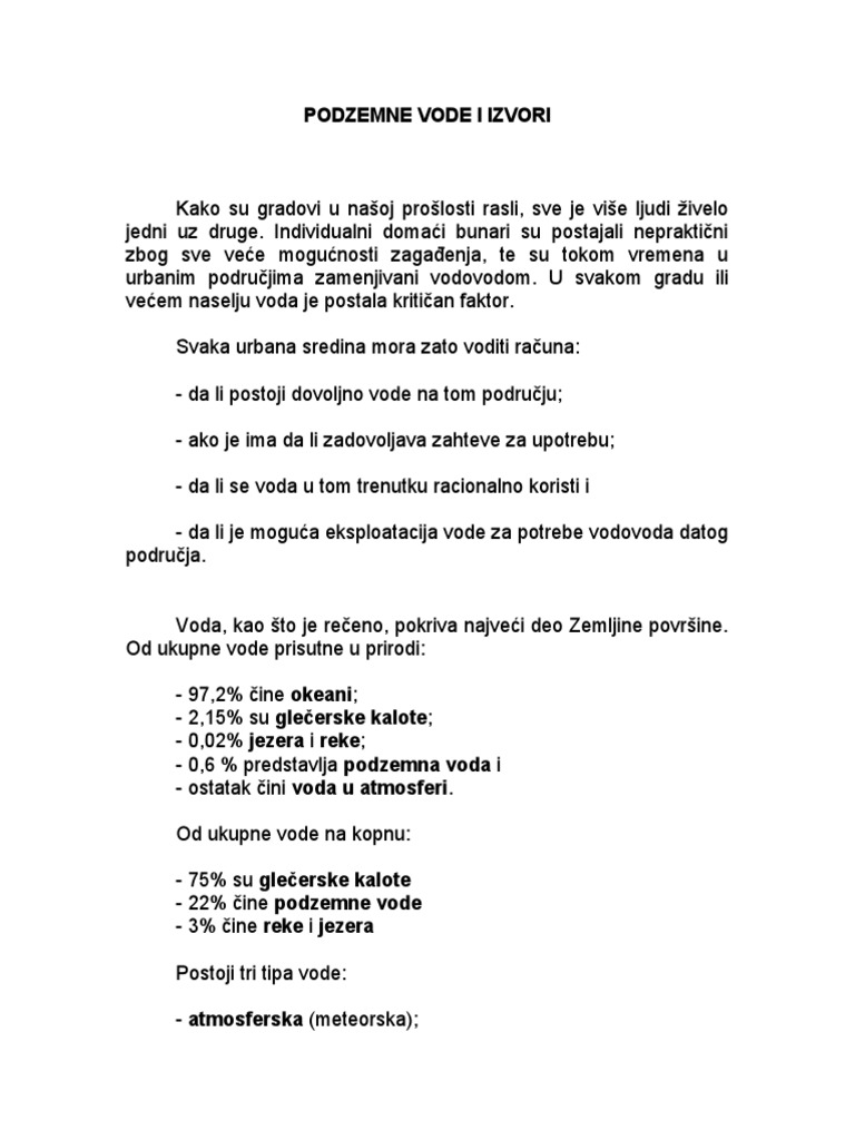 Podzemne Vode I IG Uslovi Izgradnje Naselja | PDF