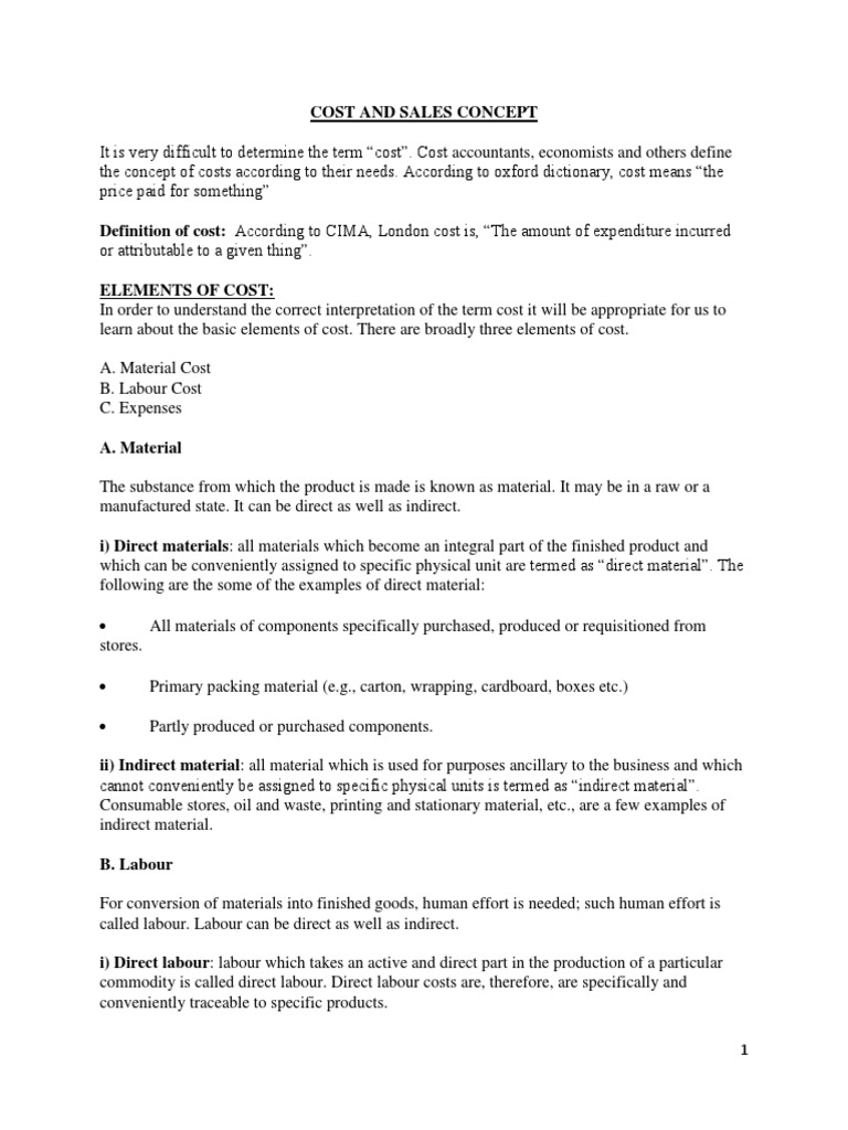 Understanding Cost Concepts: A Comprehensive Breakdown of Cost Elements ...