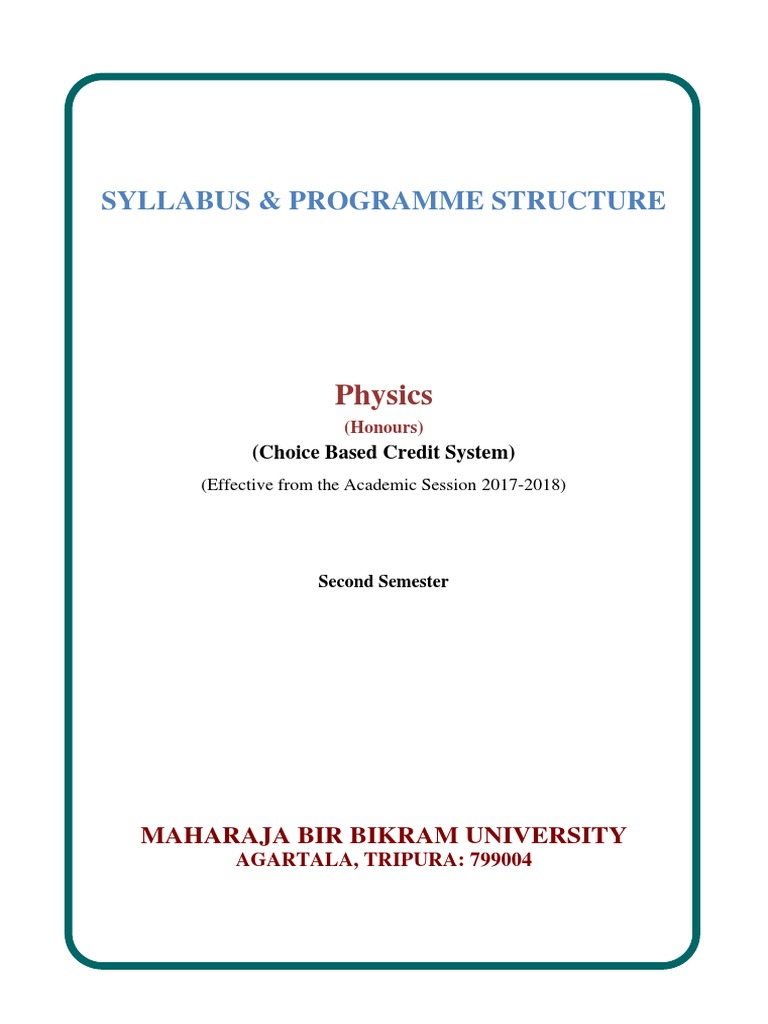 Physics Honours 2nd Semester | PDF