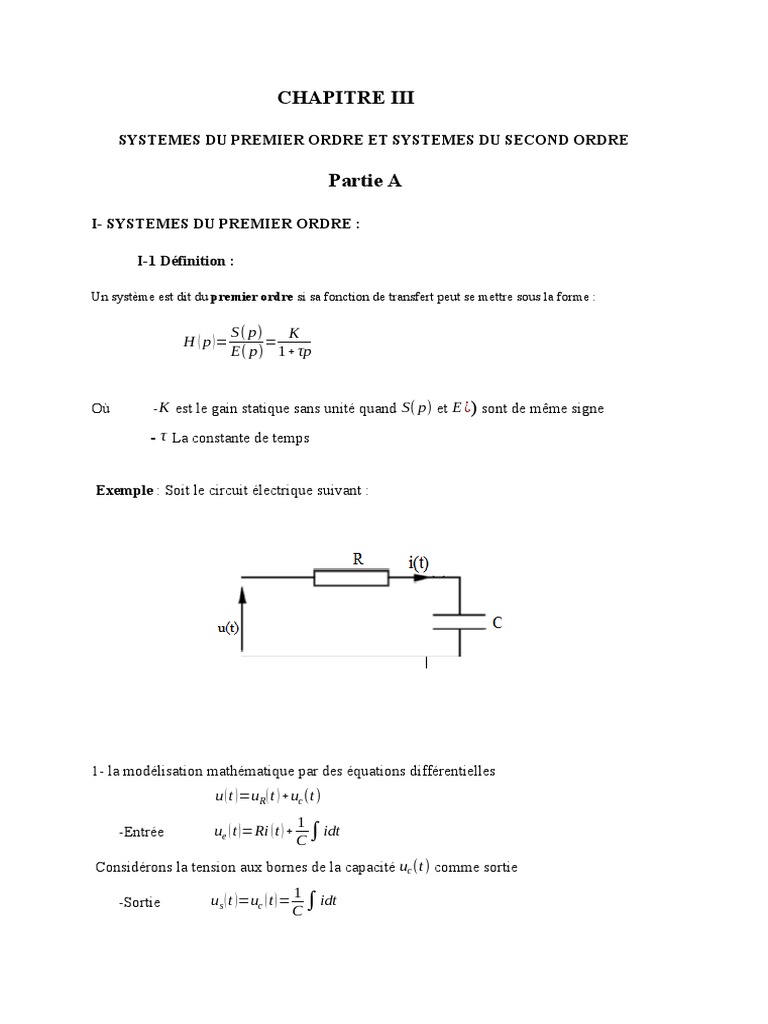 Sys Ordre I | PDF | Transformation de Laplace | Grandeur physique