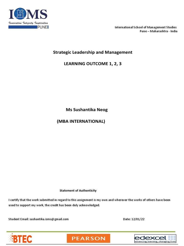 Strategic Leadership and Management | PDF | Leadership | Strategic ...