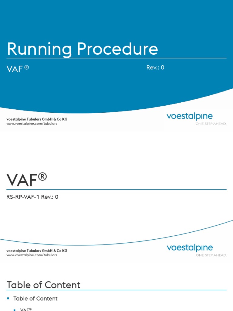 Running Procedure: Voestalpine Tubulars GMBH & Co KG Voestalpine ...