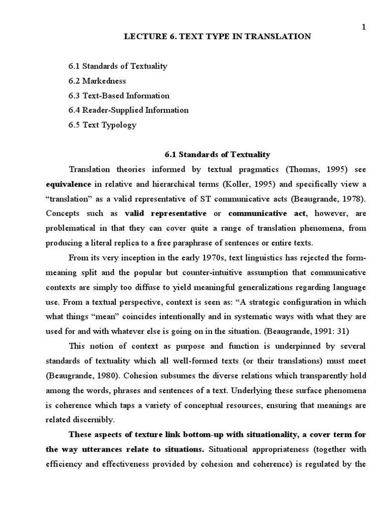 Lecture 6. Text Type in Translation | PDF | Translations | Information