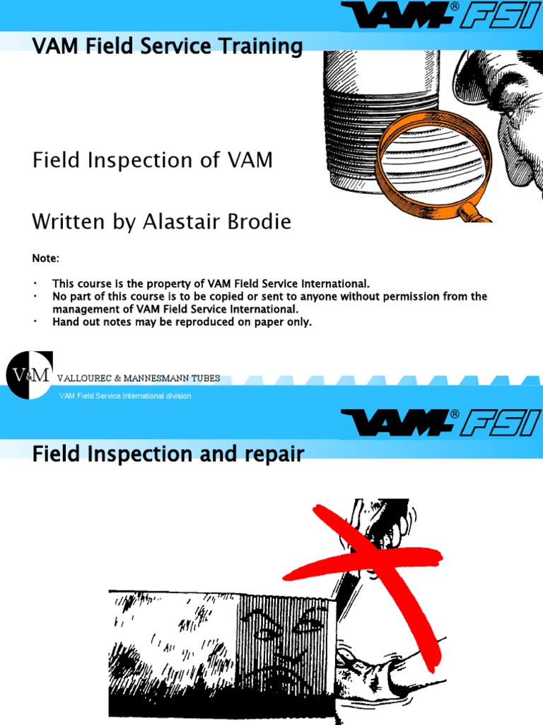 VAM Field Service Inspection Guidelines | PDF | Pipe (Fluid Conveyance ...