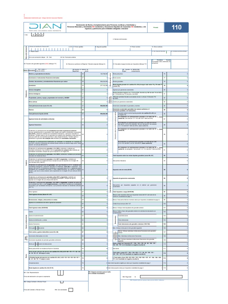 Formulario 110 2021 Excel | PDF | Dividendo | Impuestos