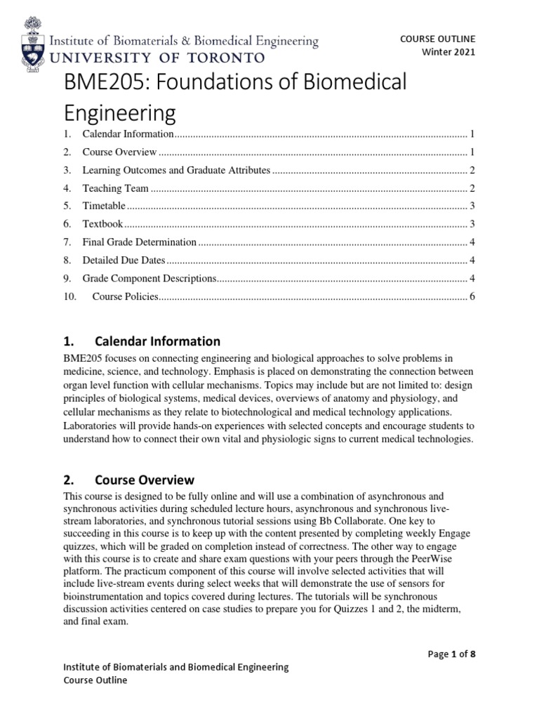 BME 205 2021 Syllabus | PDF
