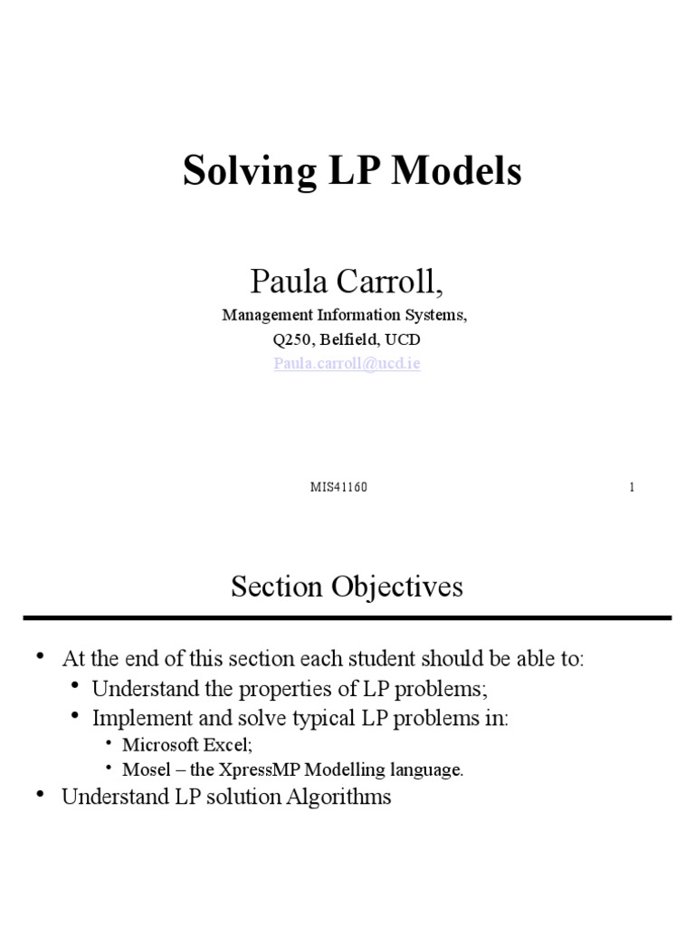 Part2B LP Solvers | PDF | Linear Programming | Mathematical Optimization