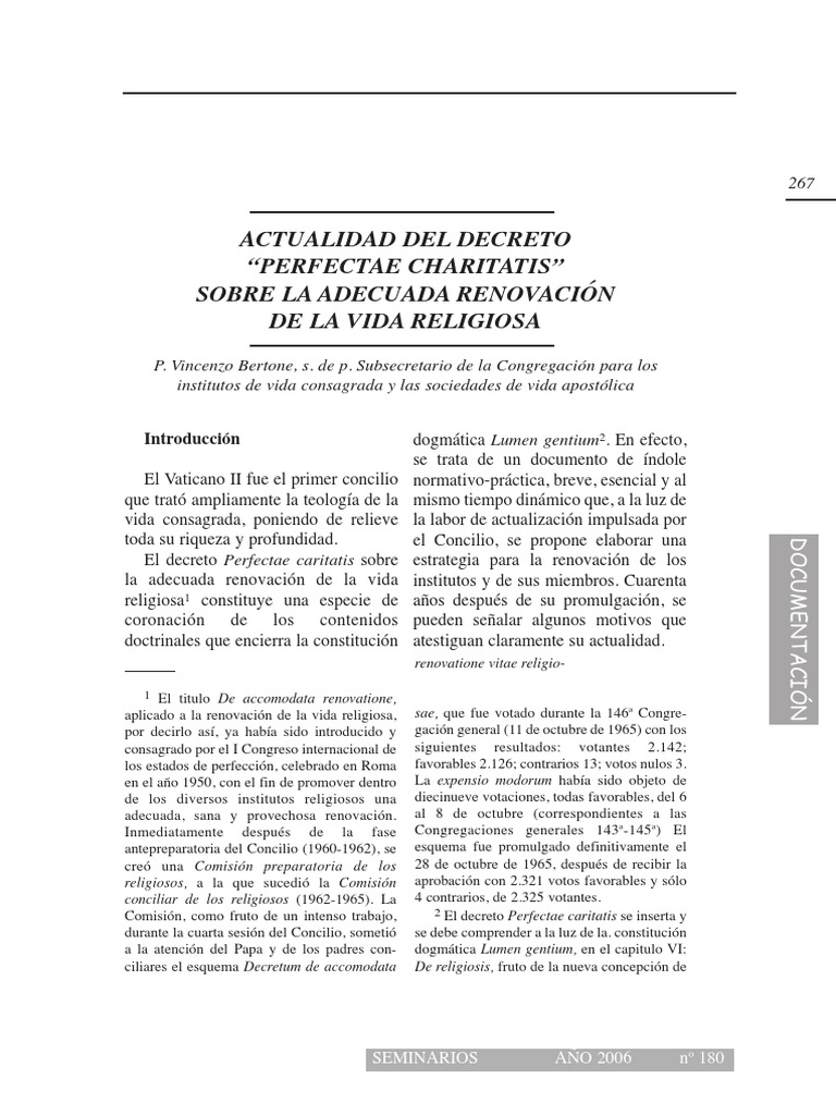 Perfectae Caritatis, Vincenzo Bertone | PDF | Concilio Vaticano II ...