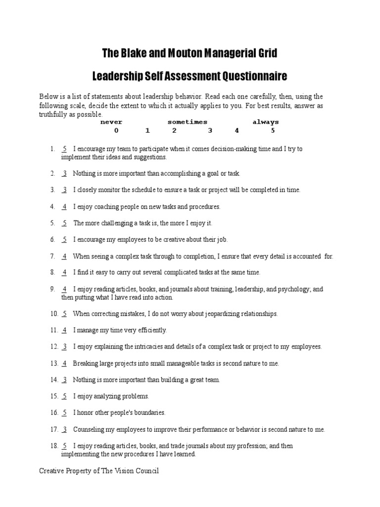 Leadership Style Self-Assessment | PDF | Leadership | Power (Social And ...