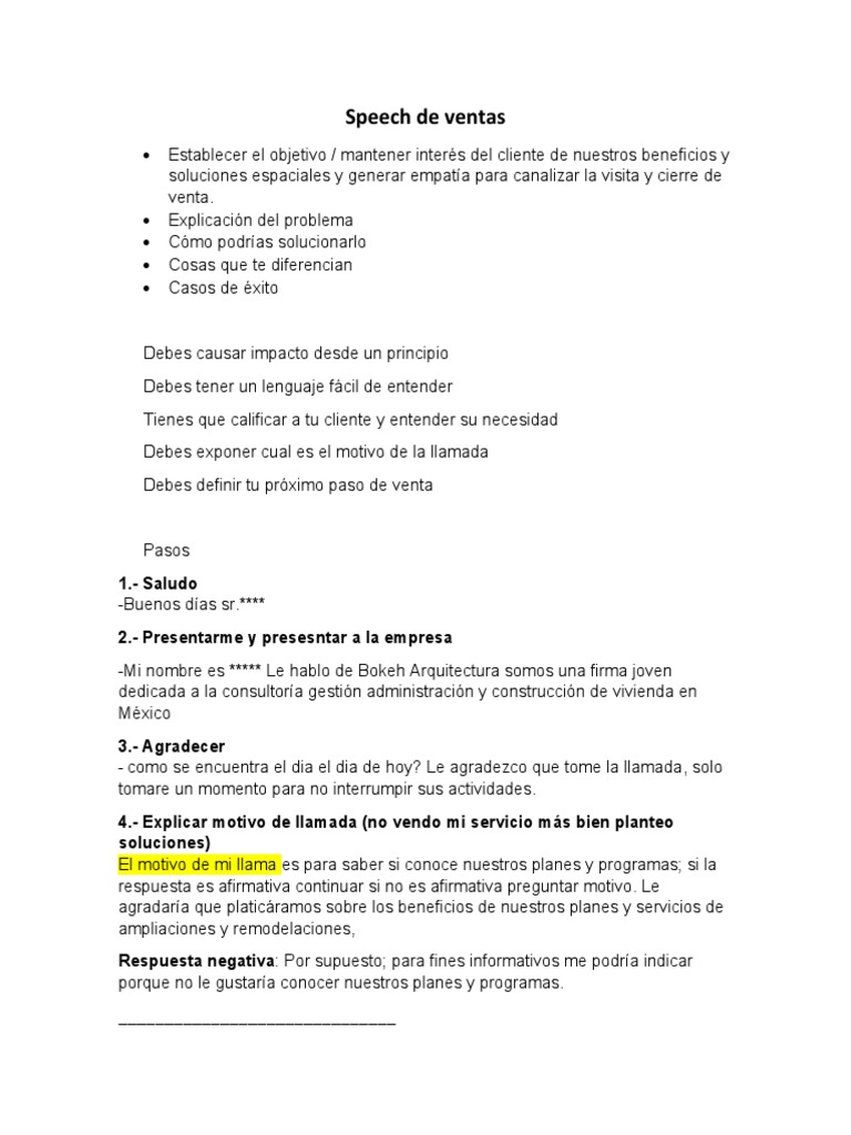 Speech de Ventas-Correcciones | PDF