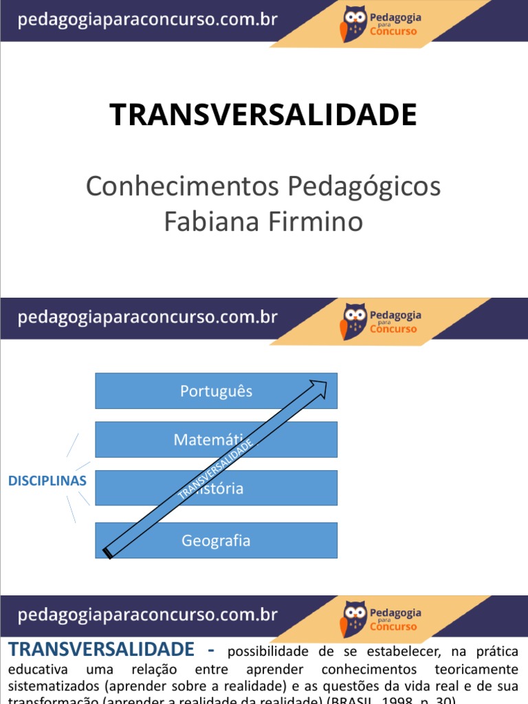 Slide Aula Transversalidade | PDF | Interdisciplinaridade | Aprendizado