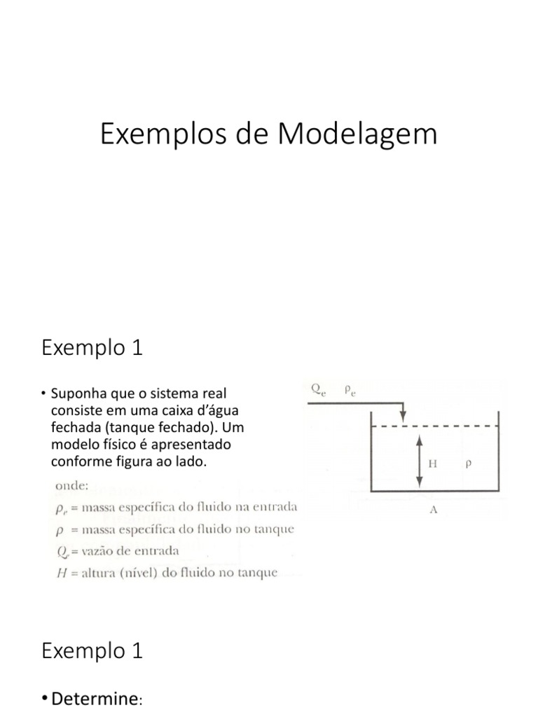 Aula 2 - Exemplos Modelagem | PDF | Mecânica dos fluidos | Fluxo laminar