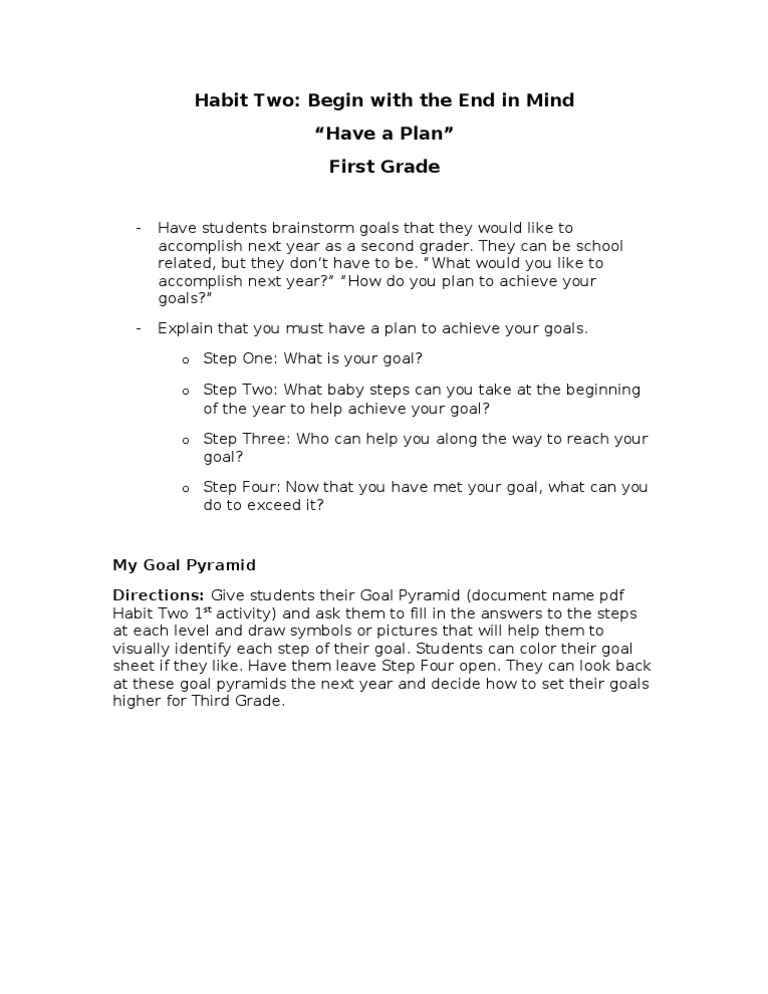 Goal Setting for First Graders | PDF