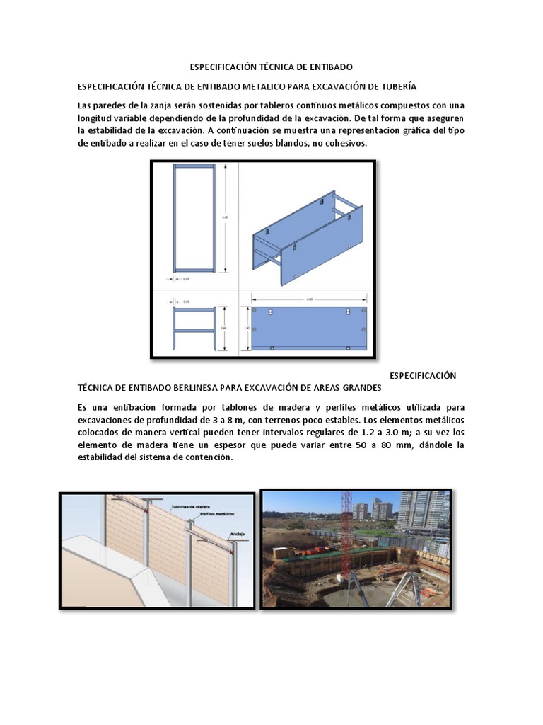 Especificaciones de Entibado Metálico | PDF | Tecnología