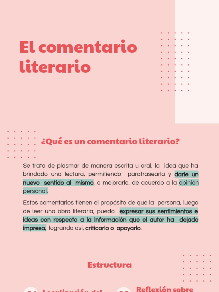 Estructura y Análisis del Comentario Literario | PDF | Autor | Cognición