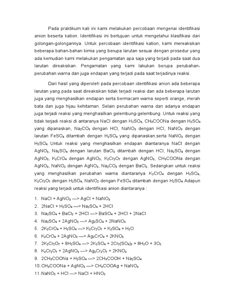 Analisa Kation Anion | PDF
