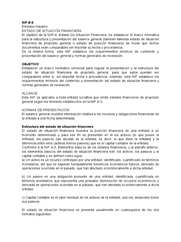 Nif B-6 | PDF | Contabilidad | Hoja de balance