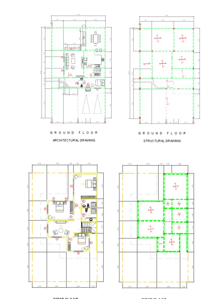 Architectural & Structural Drawing of Double Storey House | PDF | Chess ...