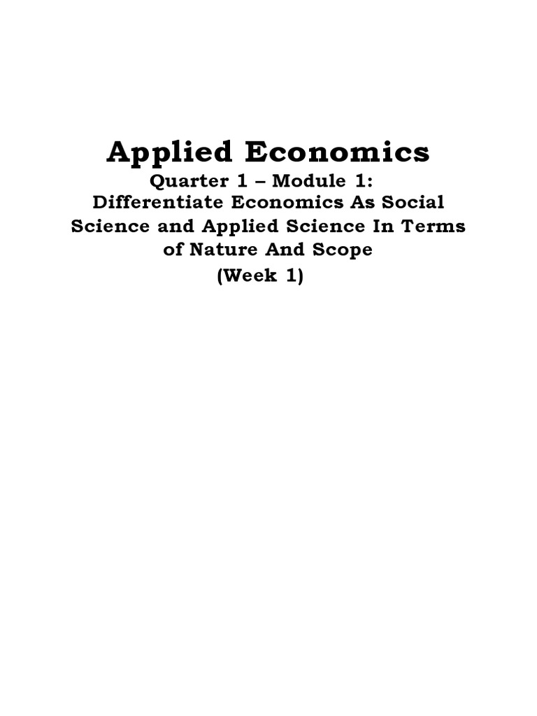 Applied Economic Quarter 1 Module 1 Week1 | PDF | Economics | Social ...