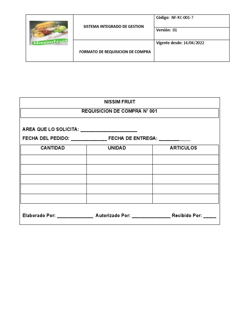 Requisicion de Compra | PDF