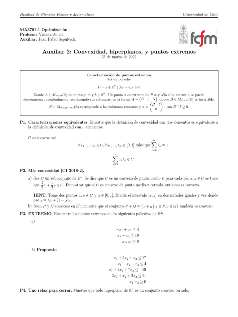 Auxiliar 2 | PDF | Conjunto convexo | Geometría