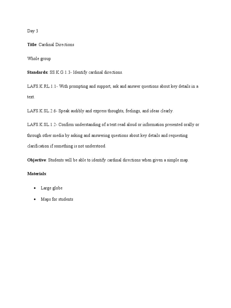 Day 3 Maps and Globes Unit Plan | PDF | Map | Cognition