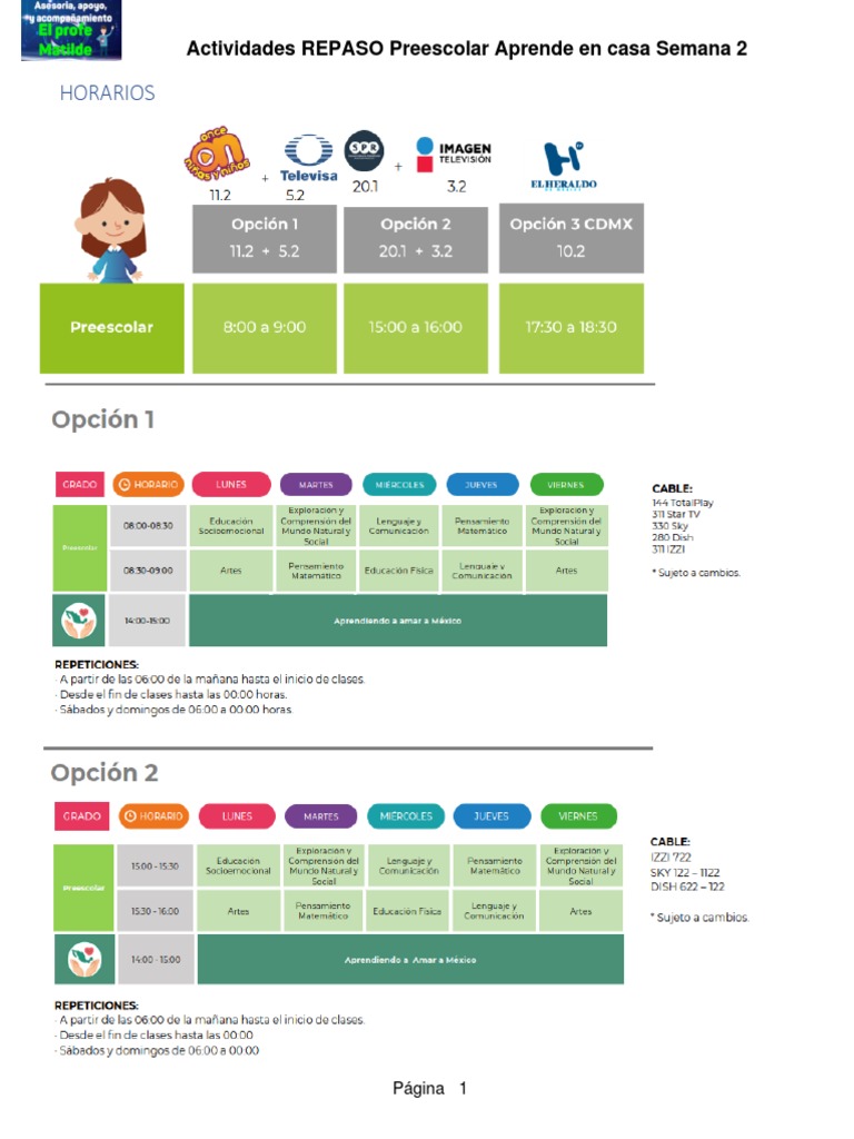 REPASO Preescolar Aprende en Casa Semana 2 | PDF | Educación de la ...