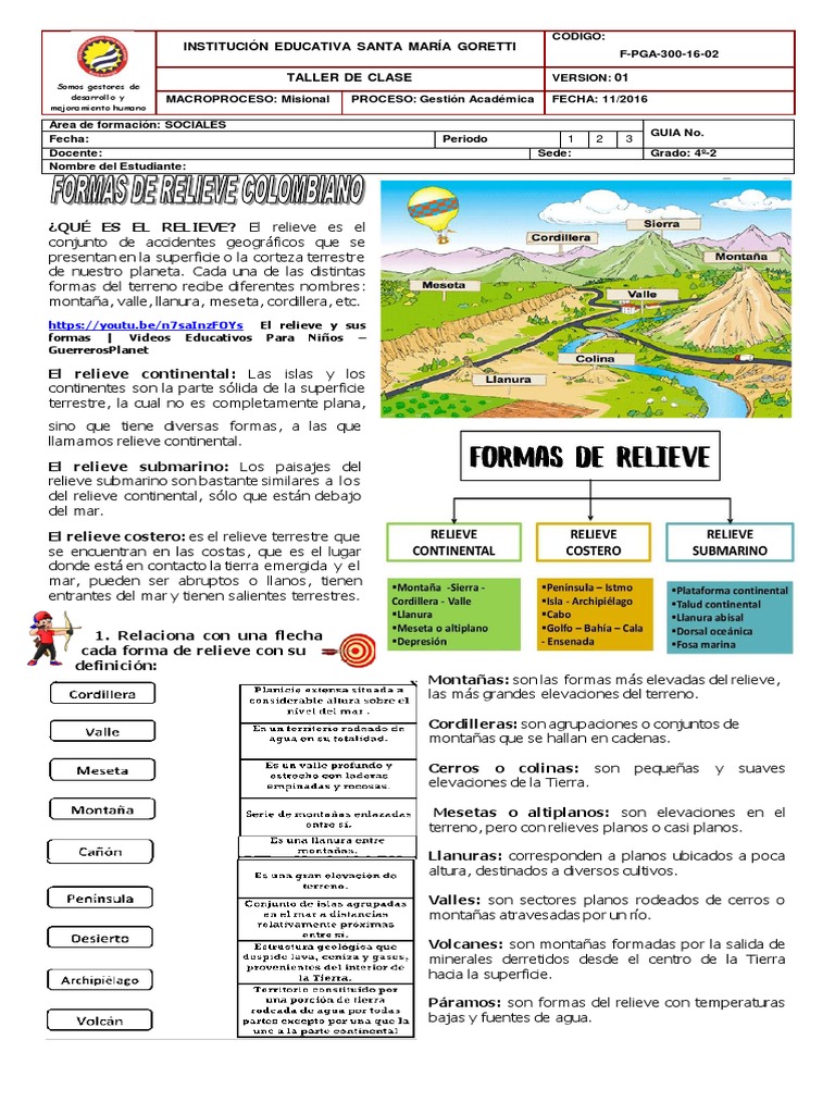 Guia de Clase Ciencias Sociales Formas Del Relieve | PDF | Andes | Terreno