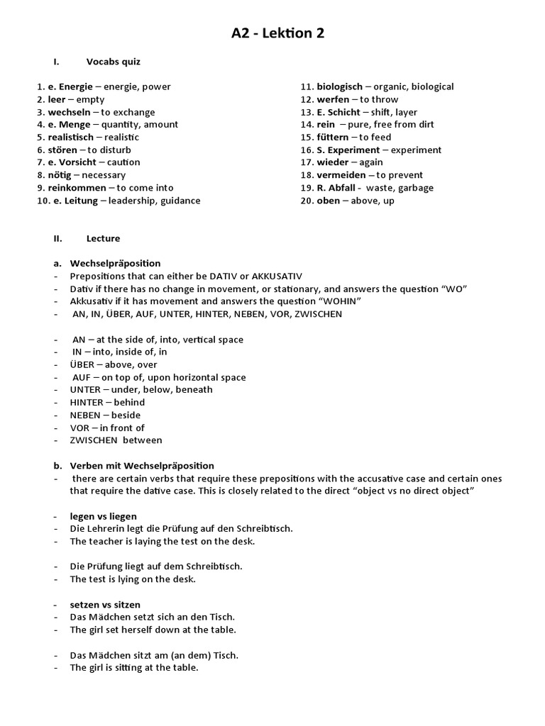 A2 Lektion 2 | PDF