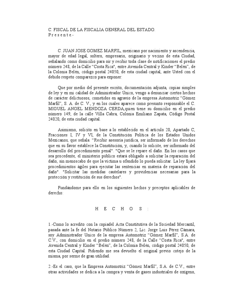 Demanda Penal Marfil | PDF | Justicia | Crimen y violencia