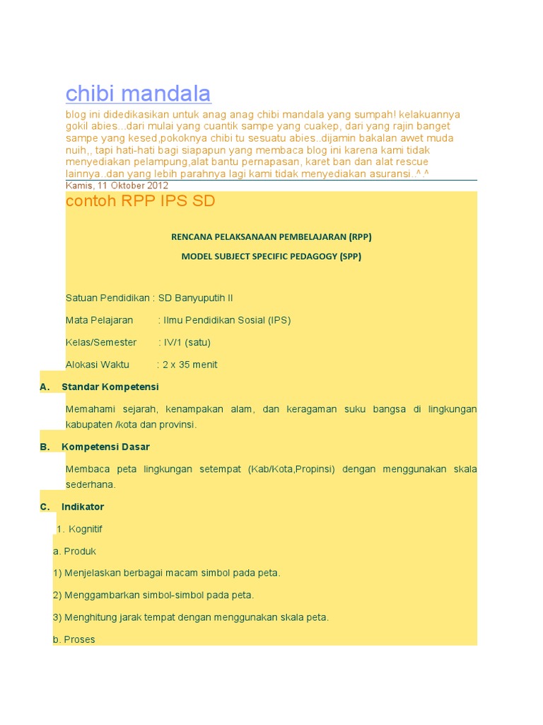 Chibi Mandala: Contoh RPP IPS SD | PDF