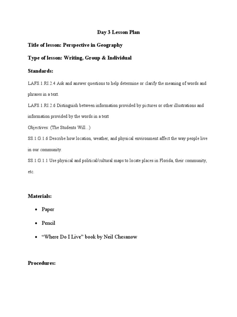 Day 3 Lesson Plan | PDF | Books | Lesson Plan
