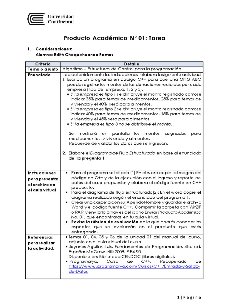 PA 01 Fundamentos Programacion (4) Edith | PDF | Caso de carta | C