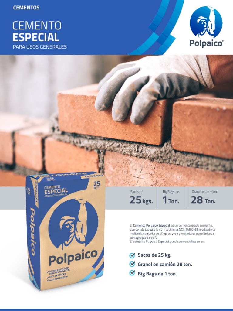 Ficha - Cemento Polpaico - Especial | PDF | Hormigón | Cemento
