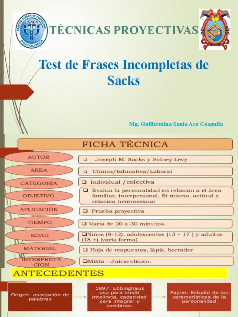 Test de Frases Incompletas de Sacks: Evaluación Psicodinámica | PDF ...