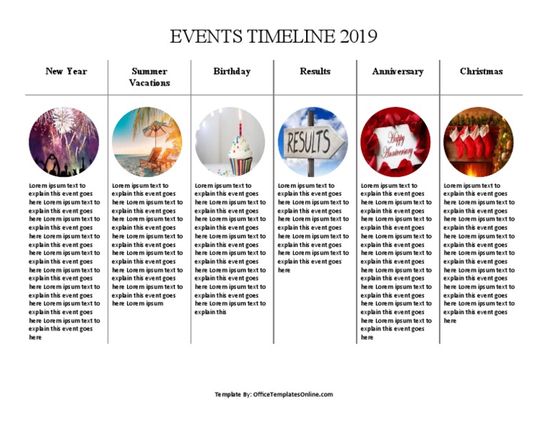 Events Timeline 2019: New Year Summer Vacations Birthday Results ...