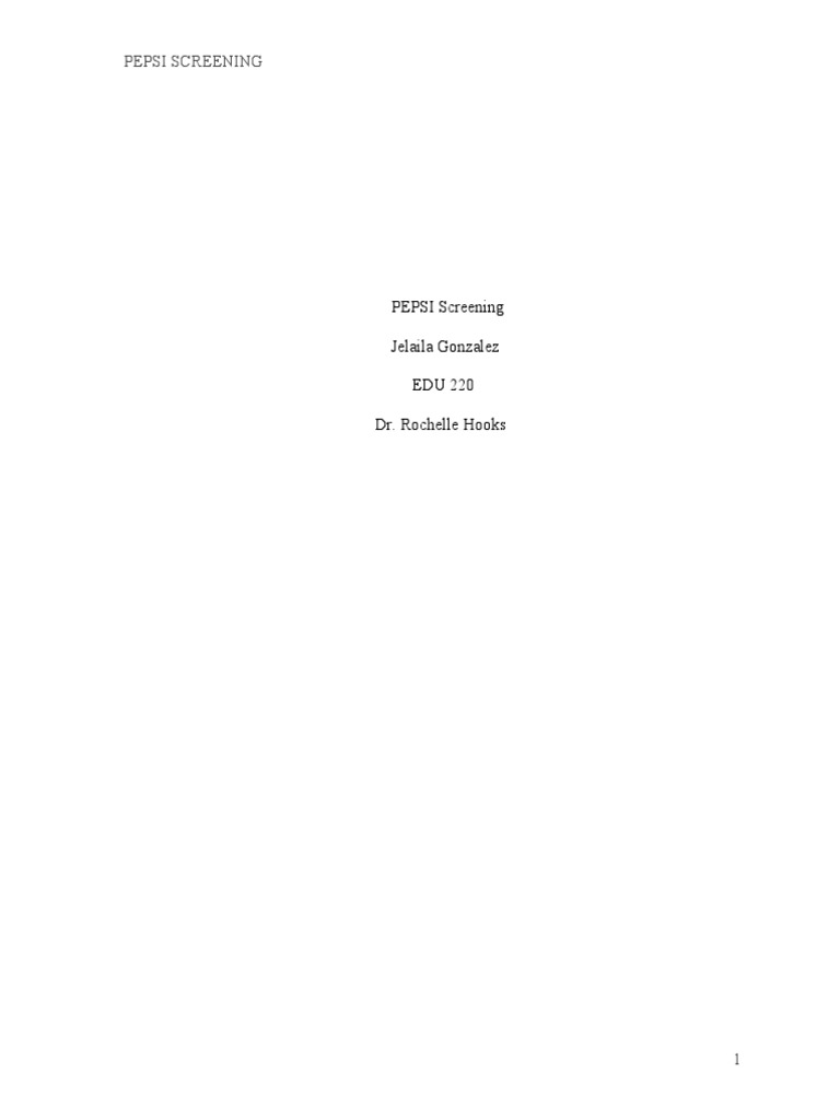 Pepsi Screening For Tyson Fano | PDF | Child Development | Cognitive ...