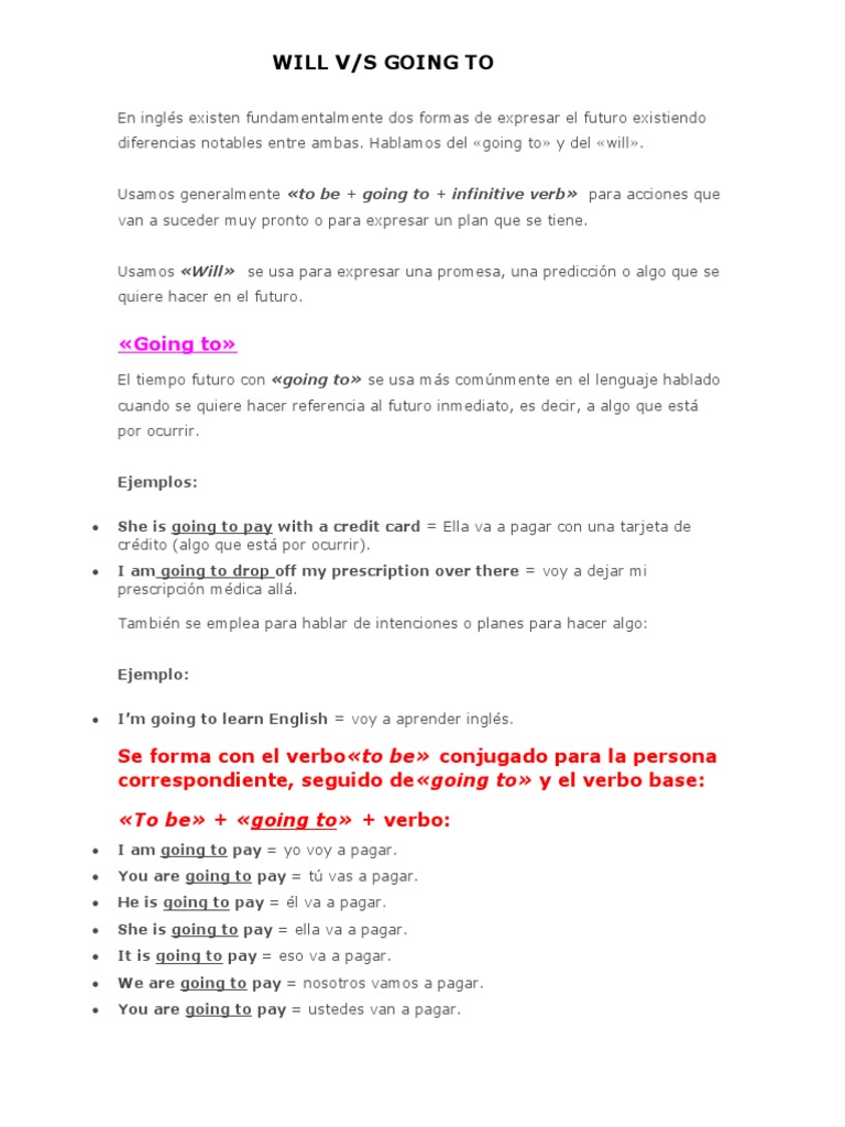 Differences Between Will and Going To | PDF | Lingüística